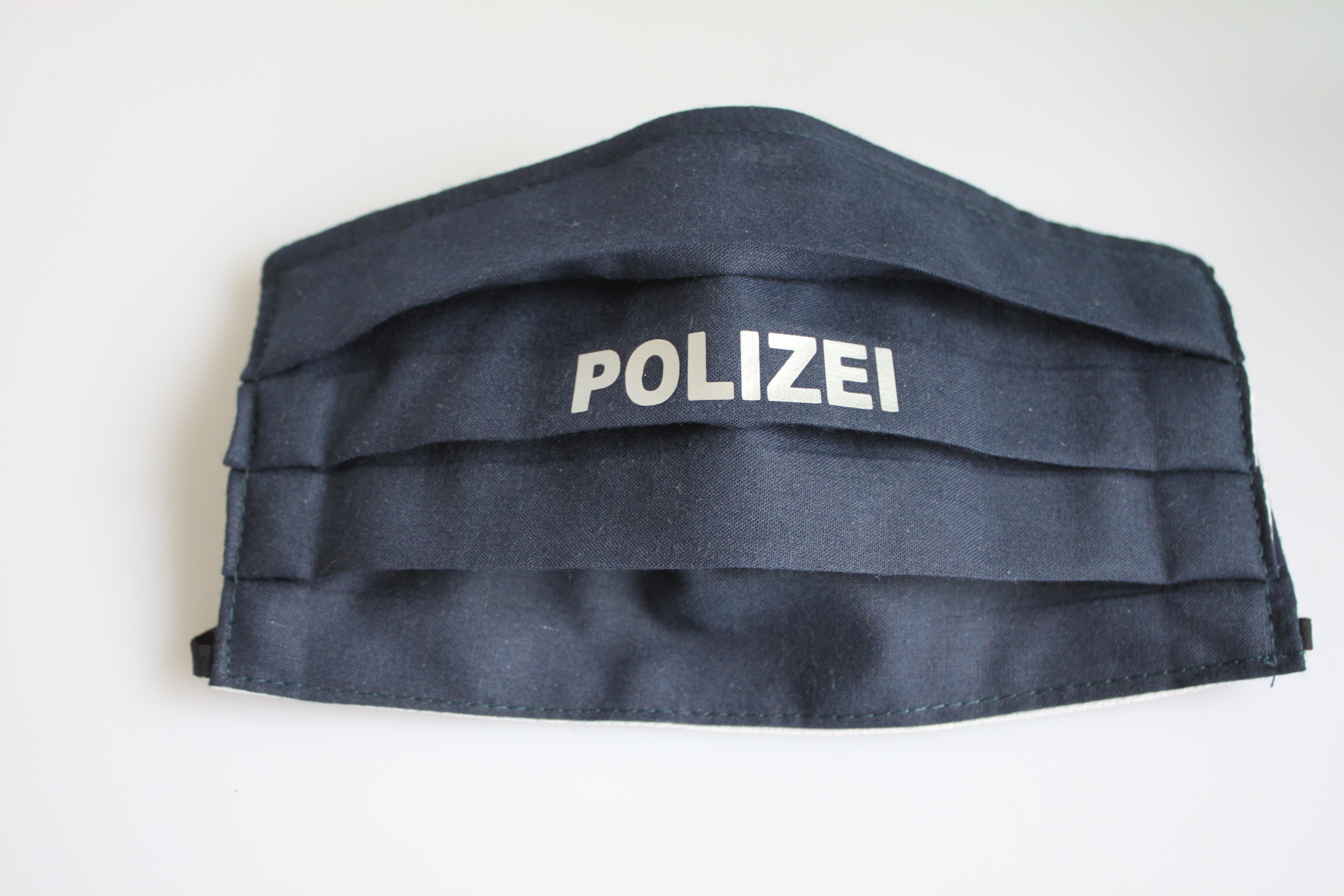 Textil Design-Maske waschbar aus Baumwolle - Blau mit Aufdruck POLIZEI ...